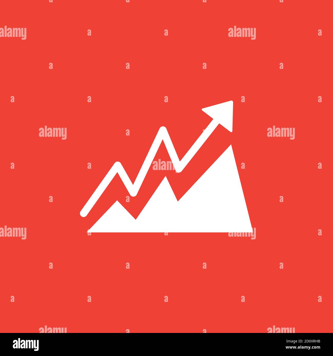 Growing Graph Icon On Red Background. Red Flat Style Vector ...
