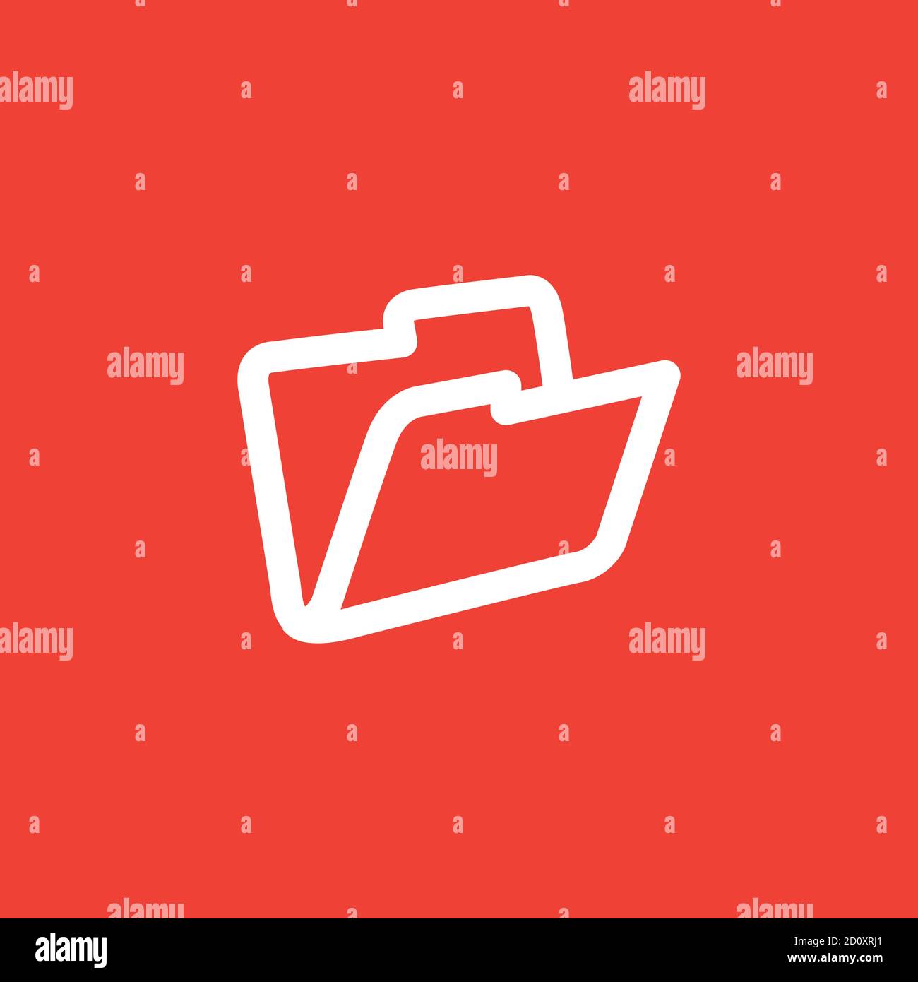 Folder Icon On Red Background. Red Flat Style Vector Illustration Stock ...