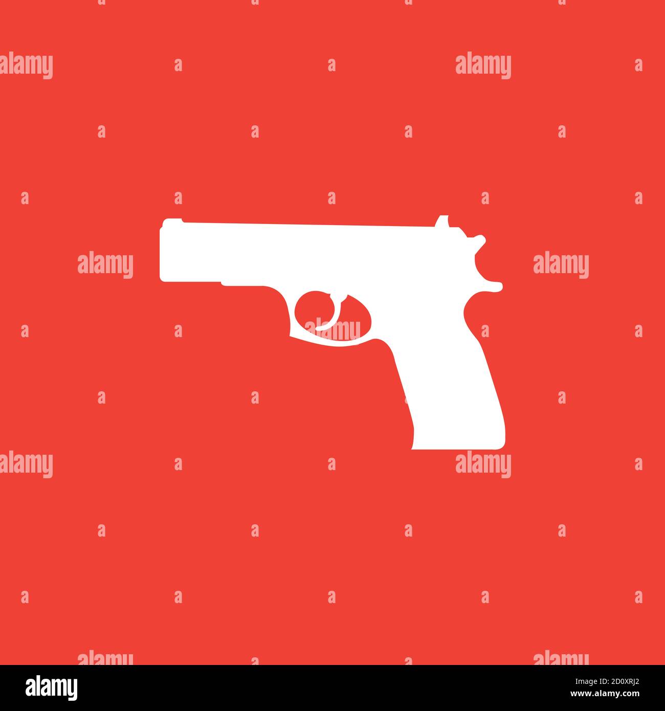 Gun Icon On Red Background. Red Flat Style Vector Illustration Stock ...