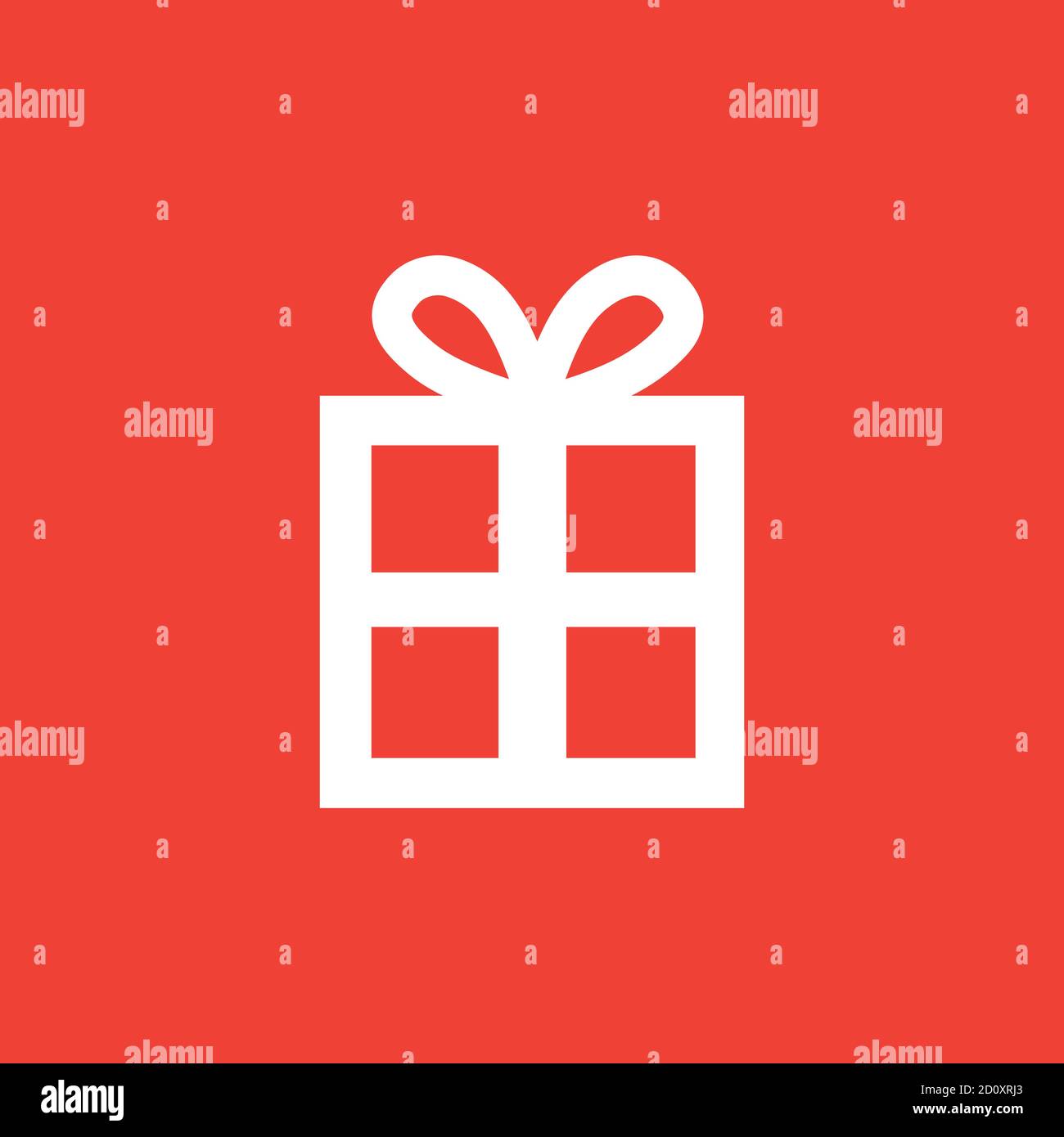 Gift Box Icon On Red Background. Red Flat Style Vector Illustration ...