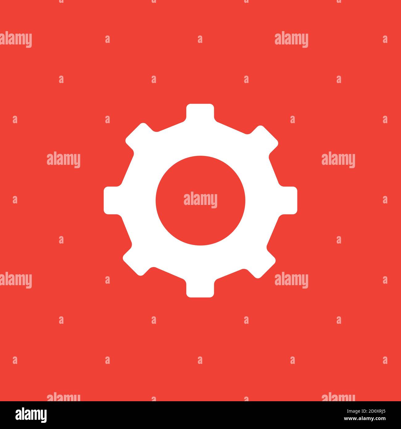 Gear Icon On Red Background. Red Flat Style Vector Illustration Stock ...