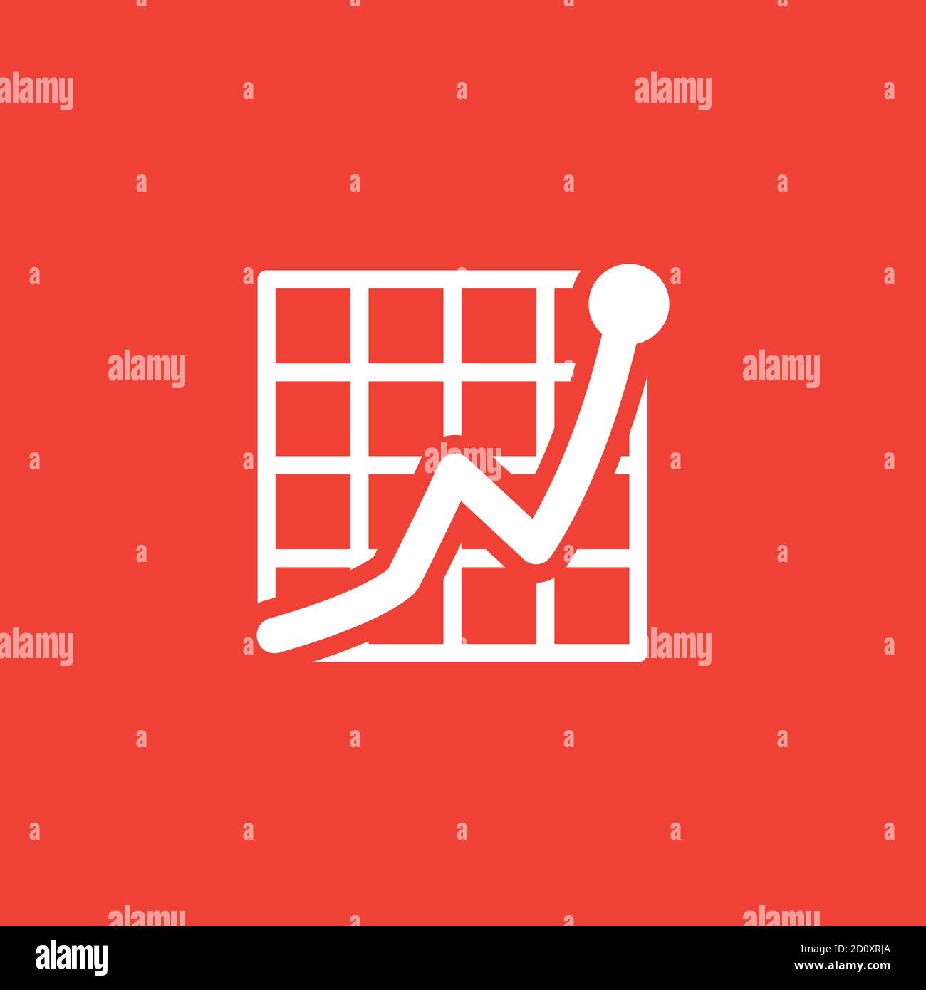 Growing Graph Icon On Red Background. Red Flat Style Vector ...