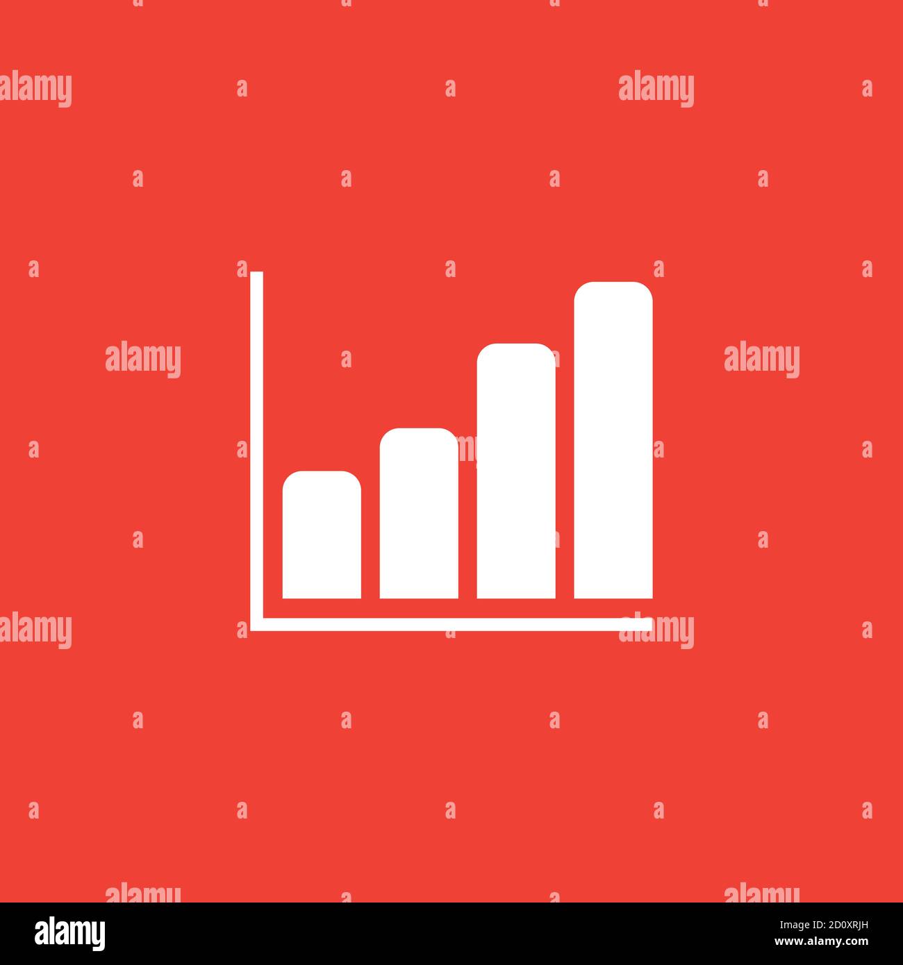 Growing Graph Icon On Red Background. Red Flat Style Vector ...