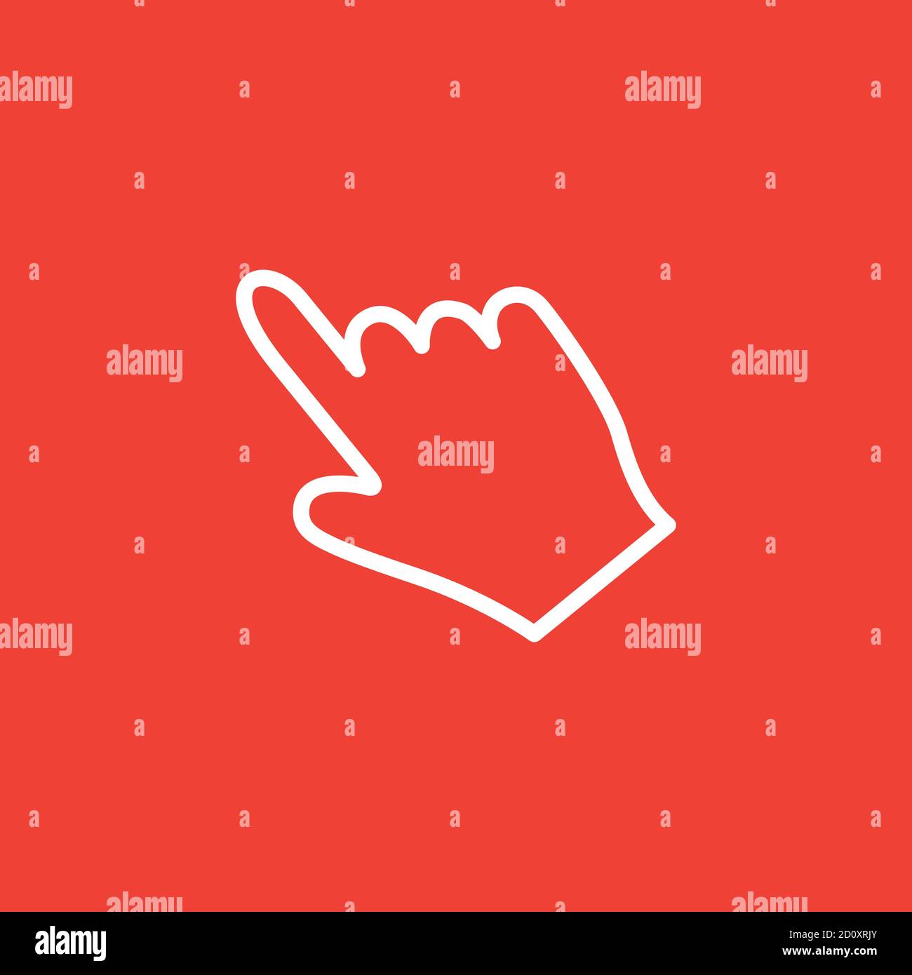 Hand Line Icon On Red Background. Red Flat Style Vector Illustration ...
