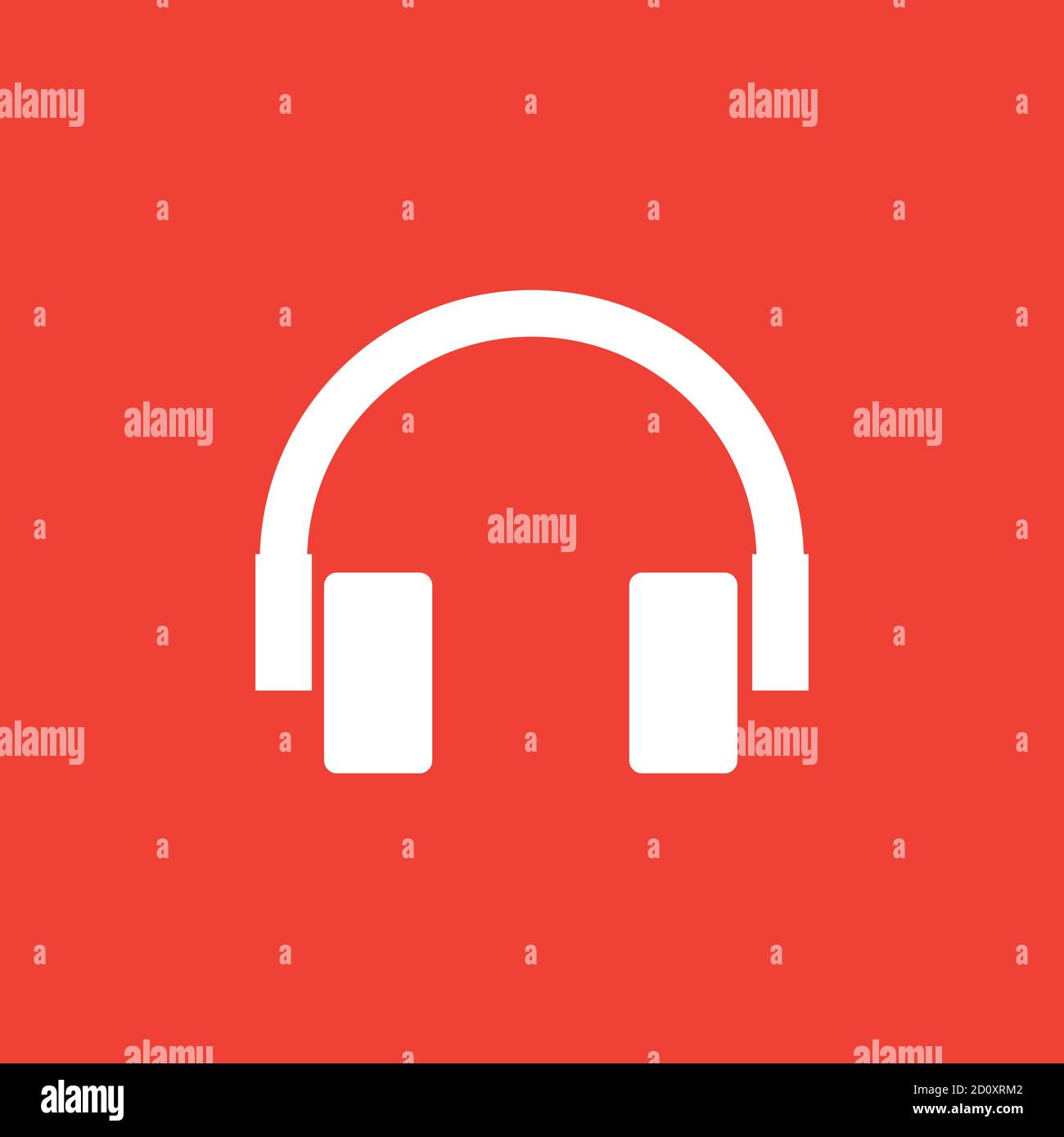 Headphone Icon On Red Background. Red Flat Style Vector Illustration ...