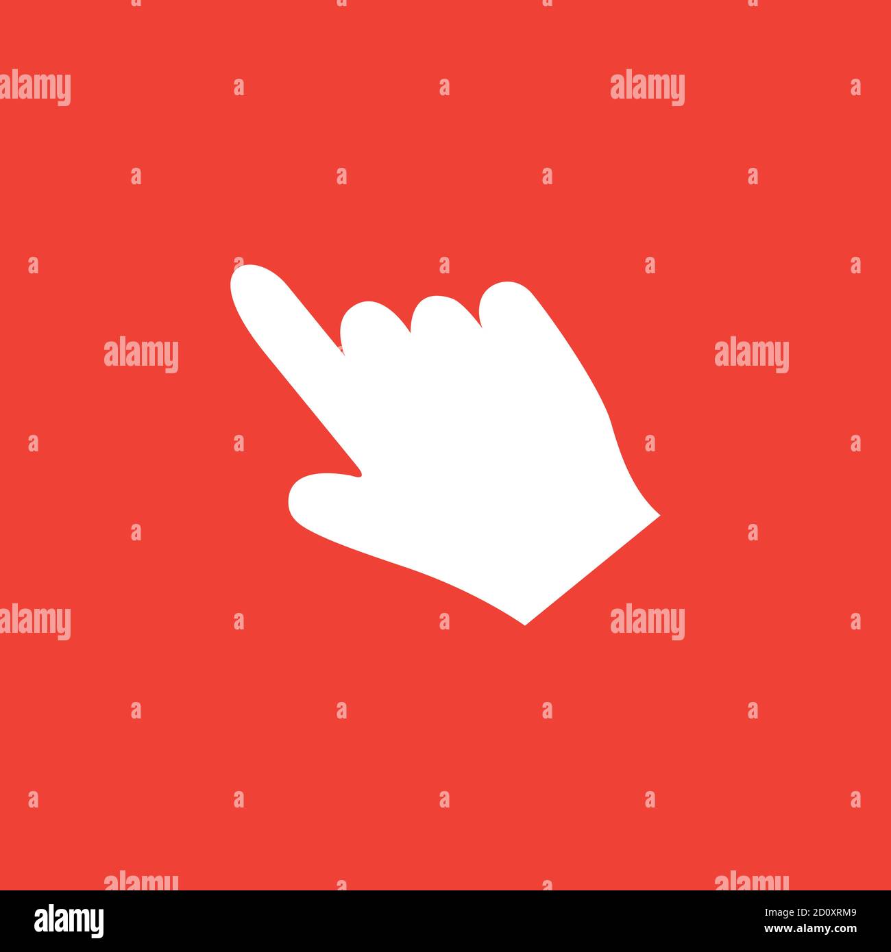 Hand Icon On Red Background. Red Flat Style Vector Illustration Stock ...