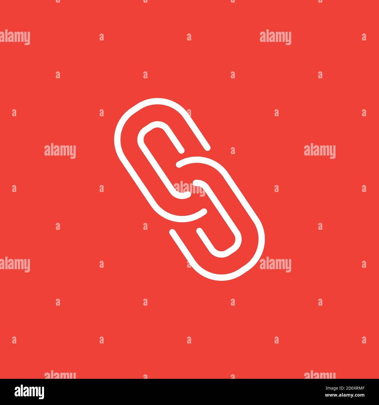 Link Line Icon On Red Background. Red Flat Style Vector Illustration ...