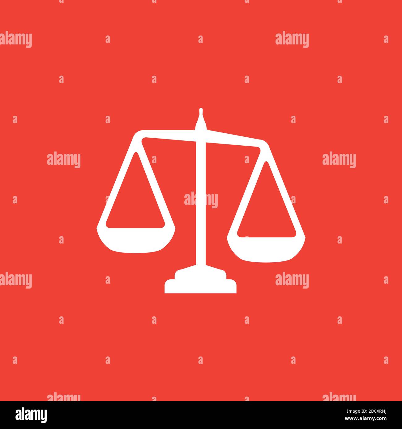 Justice Scales Icon On Red Background. Red Flat Style Vector ...