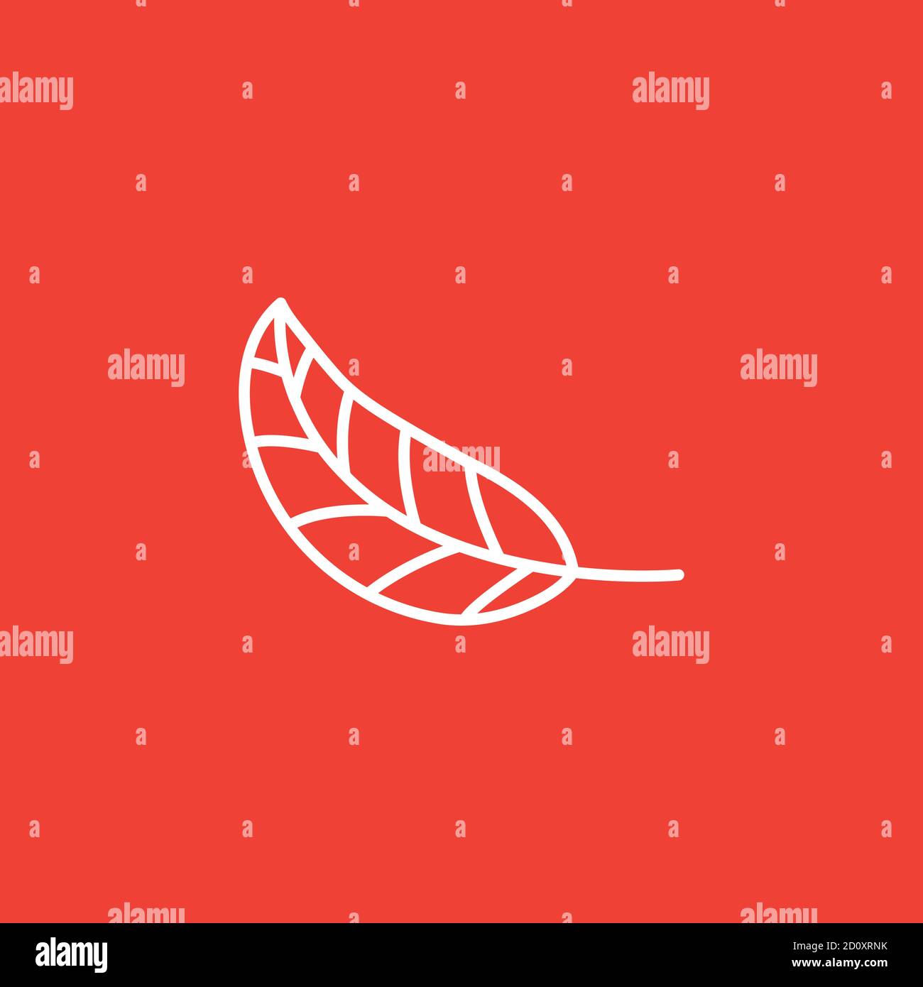 Leaf Line Icon On Red Background. Red Flat Style Vector Illustration ...