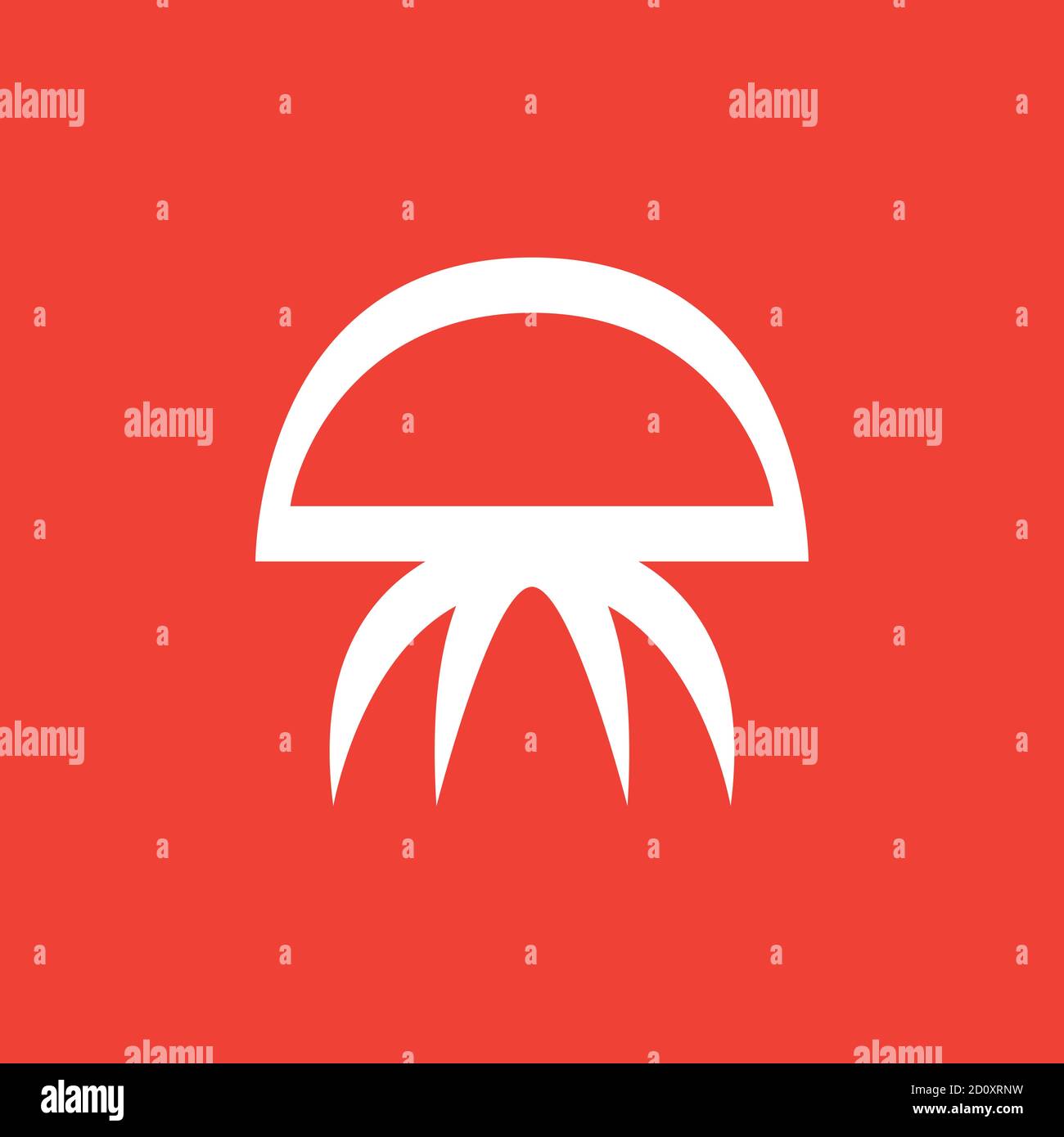 Jellyfish Icon On Red Background. Red Flat Style Vector Illustration ...