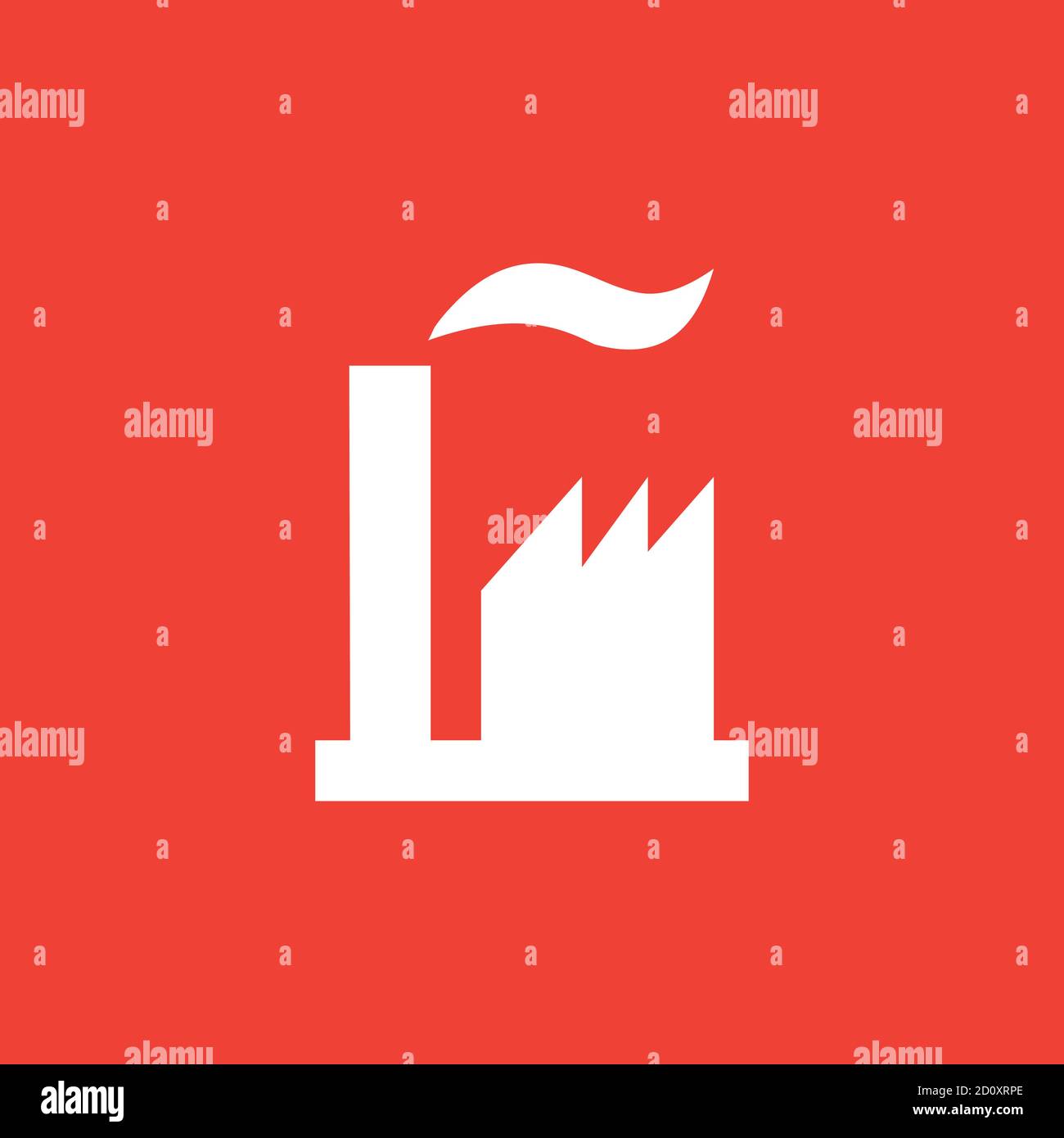 Industry Icon On Red Background. Red Flat Style Vector Illustration ...