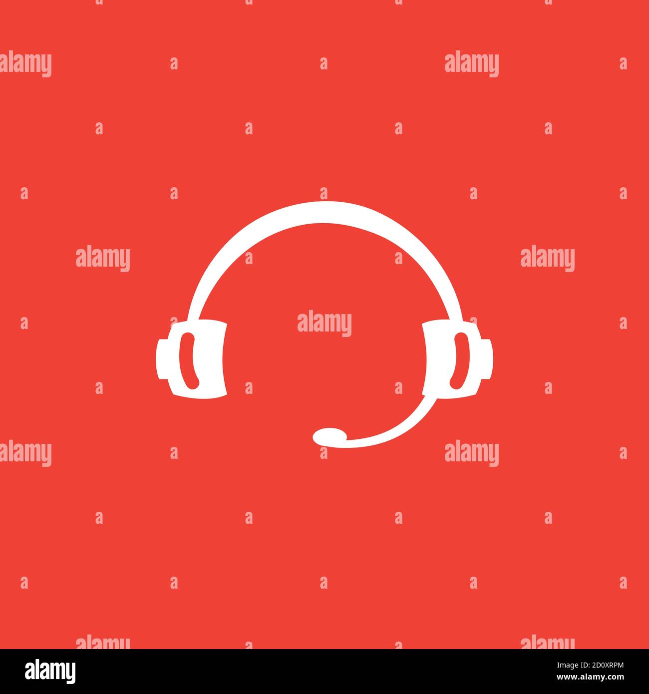 Headphone Icon On Red Background. Red Flat Style Vector Illustration ...