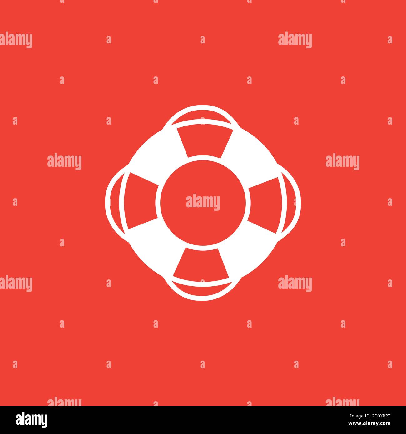 Lifebuoy Icon On Red Background. Red Flat Style Vector Illustration ...