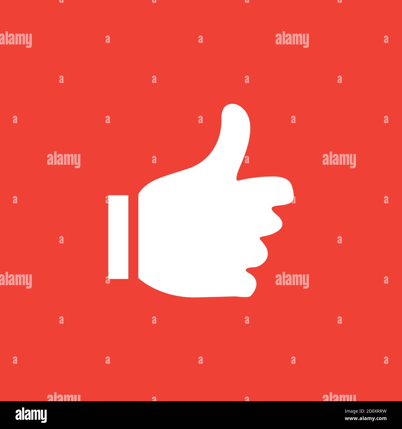 Thumbs up Icon On Red Background. Red Flat Style Vector Illustration ...