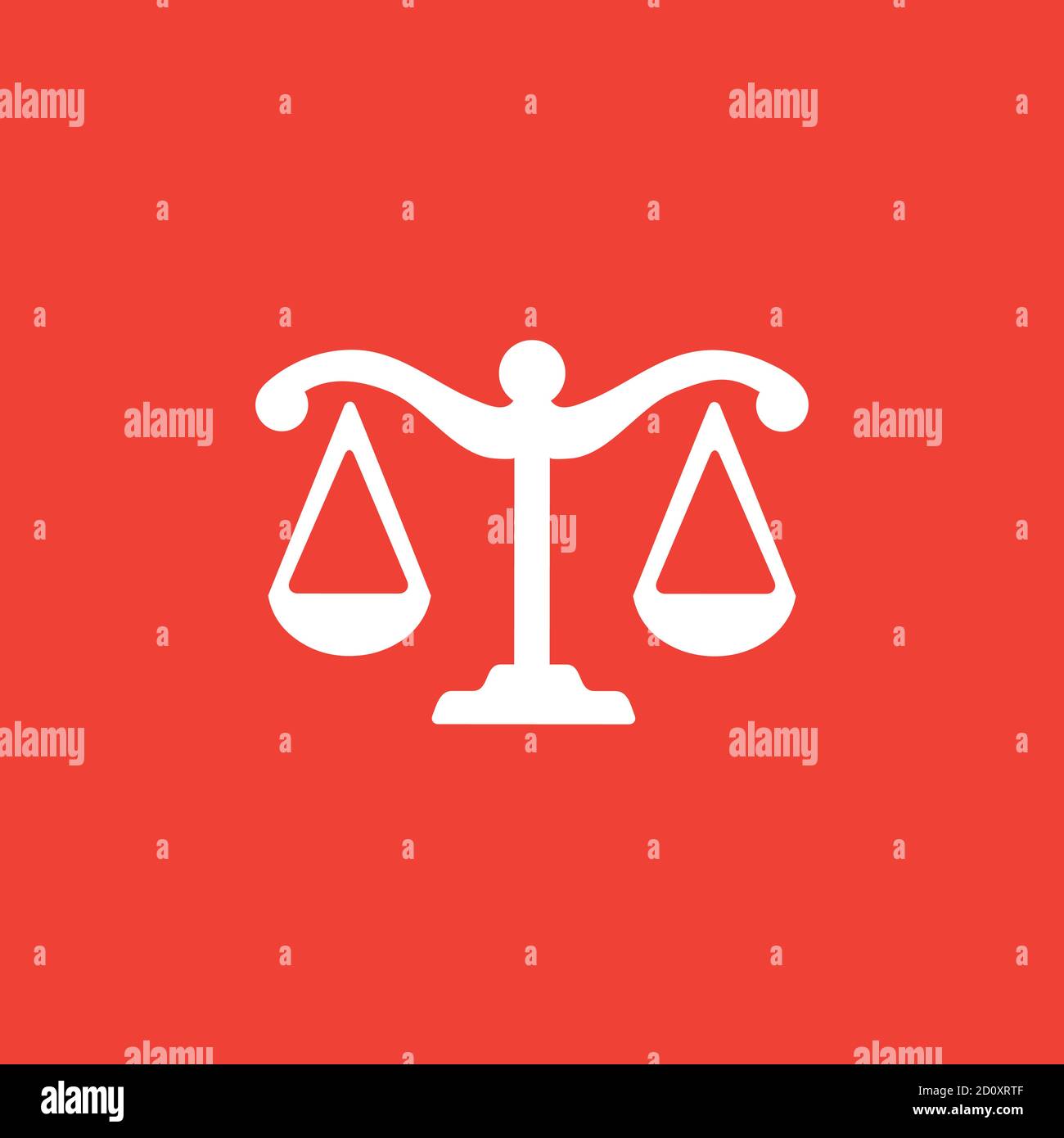 Justice Scales Icon On Red Background. Red Flat Style Vector ...