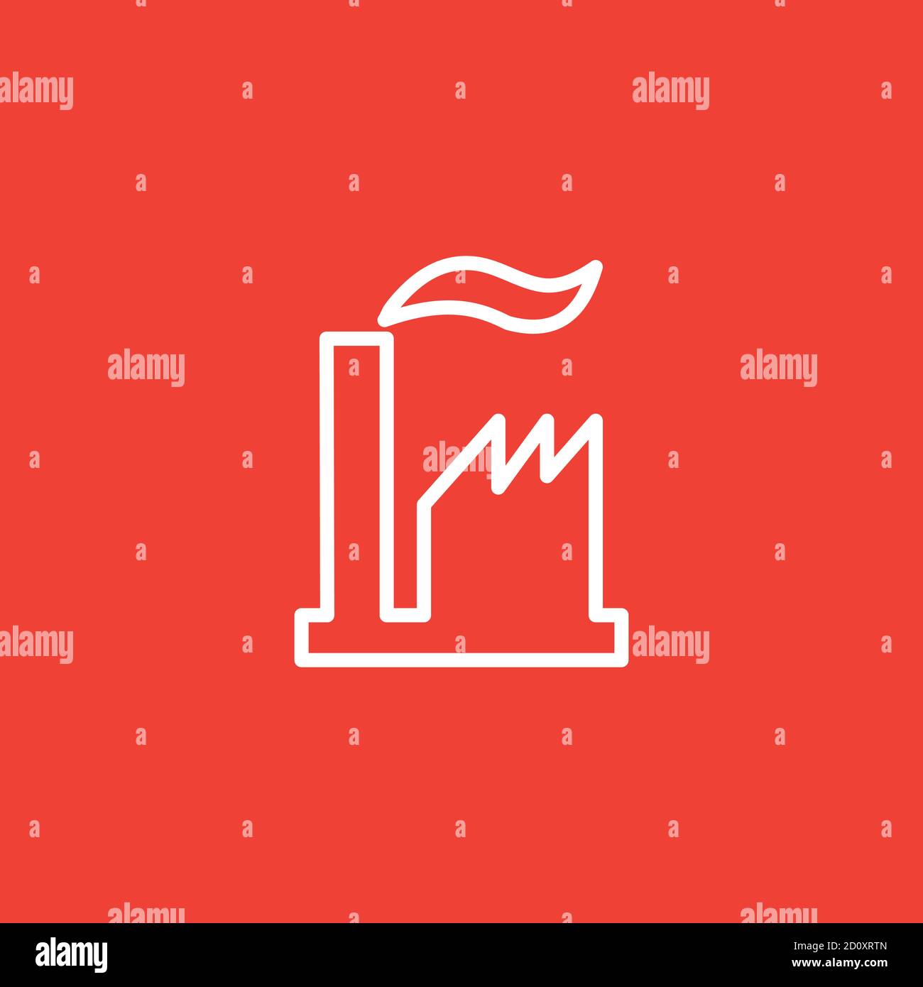 Industry Line Icon On Red Background. Red Flat Style Vector ...