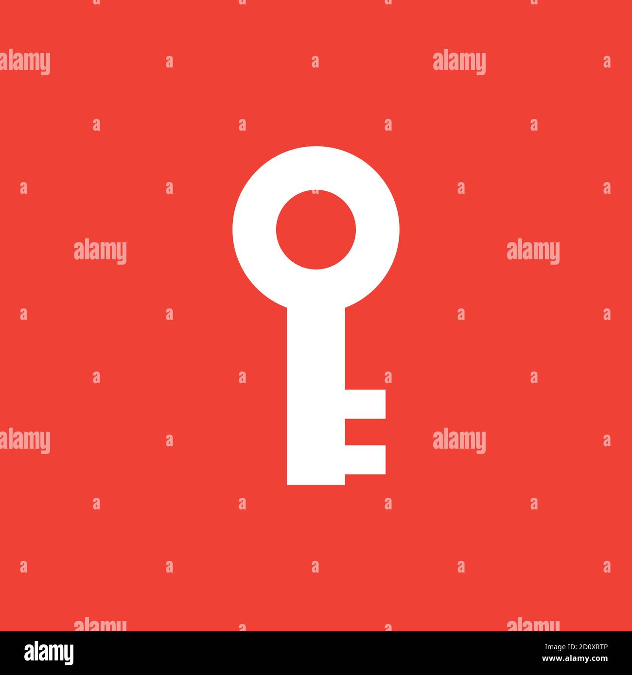 Key Icon On Red Background. Red Flat Style Vector Illustration Stock ...