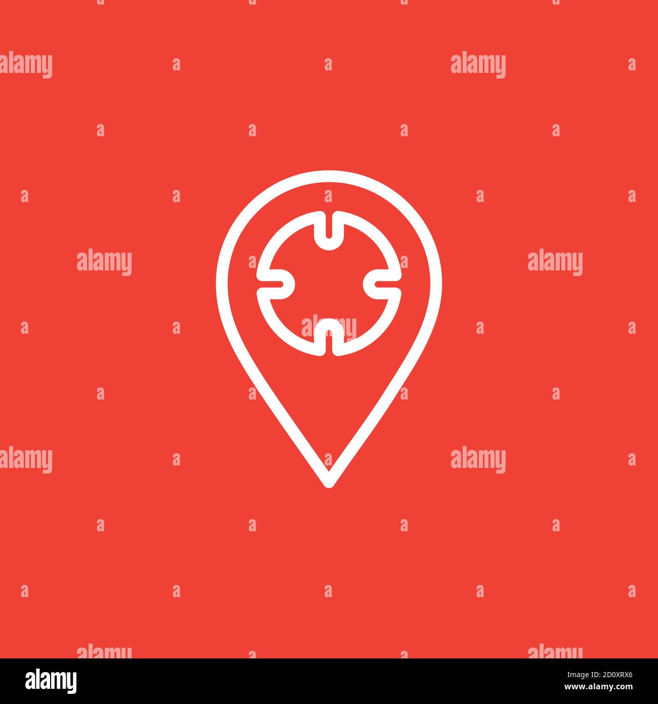 Locator Line Icon On Red Background. Red Flat Style Vector Illustration ...