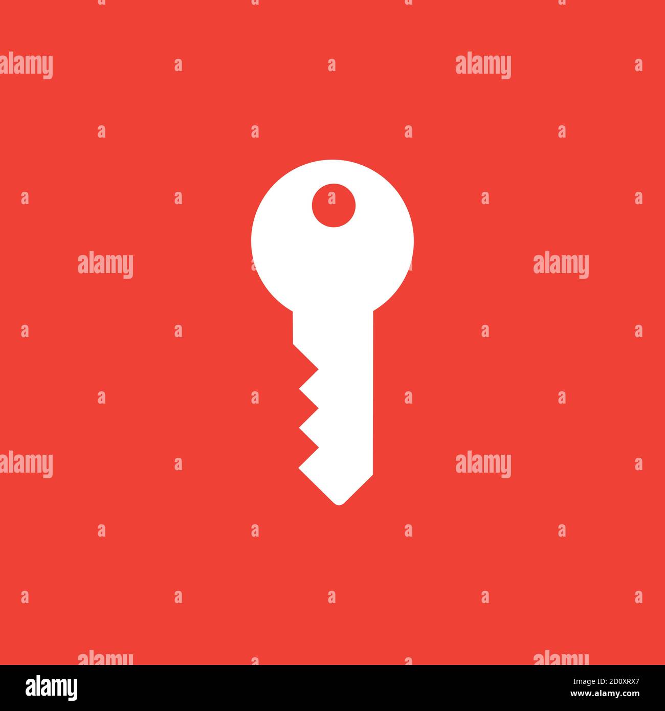 Key Icon On Red Background. Red Flat Style Vector Illustration Stock ...