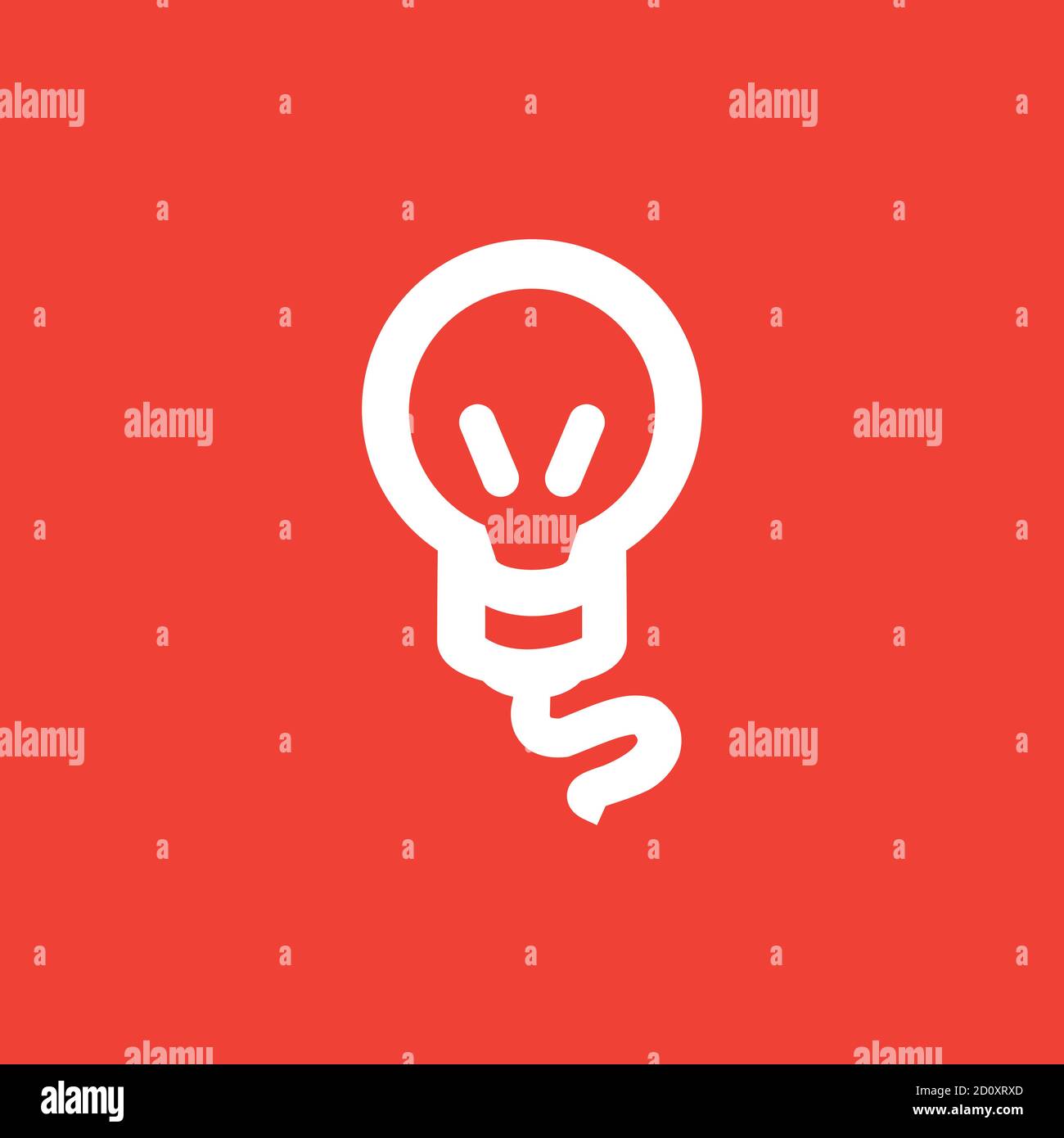 Light Bulb Icon On Red Background. Red Flat Style Vector Illustration ...