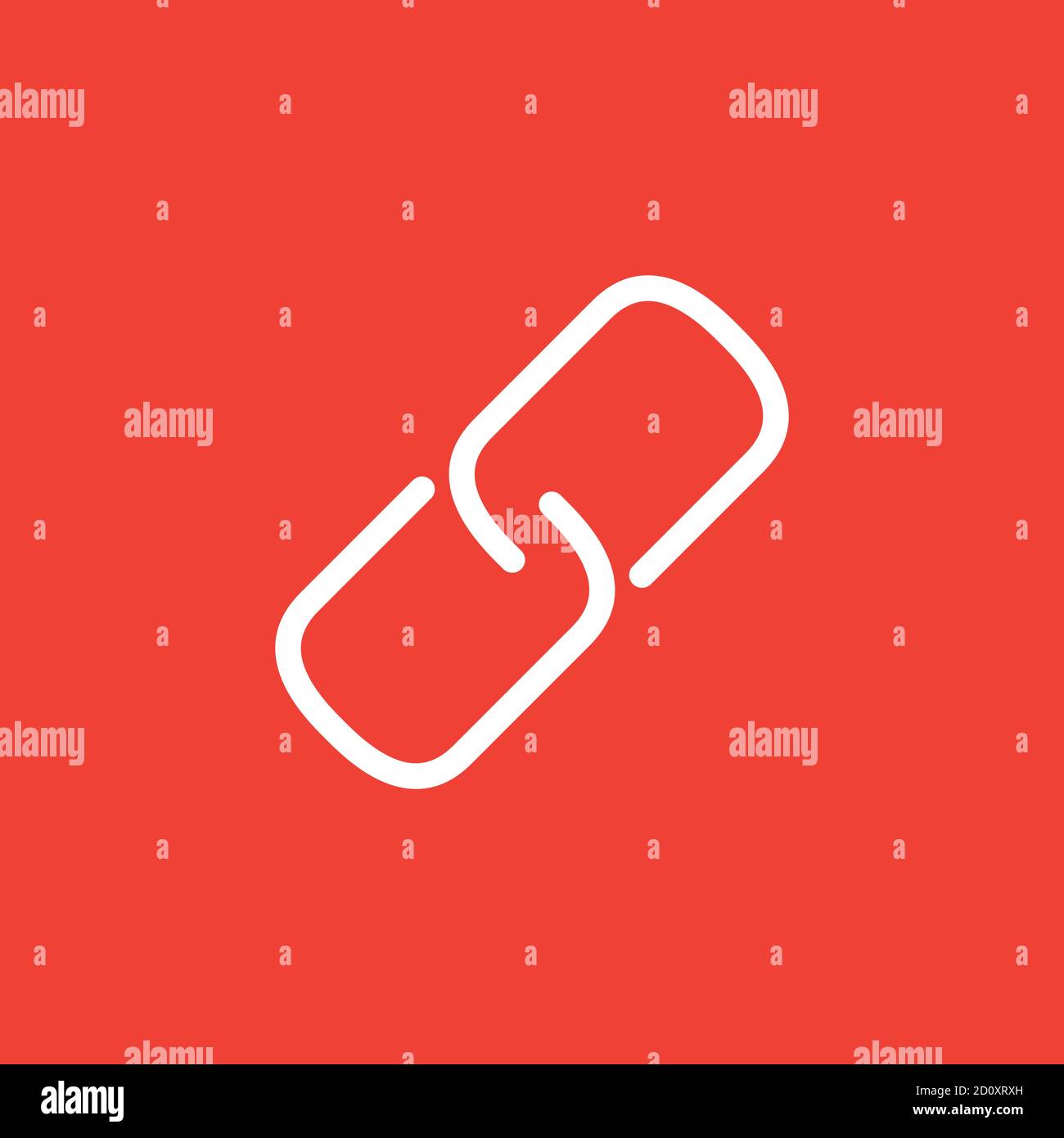 Link Line Icon On Red Background. Red Flat Style Vector Illustration ...