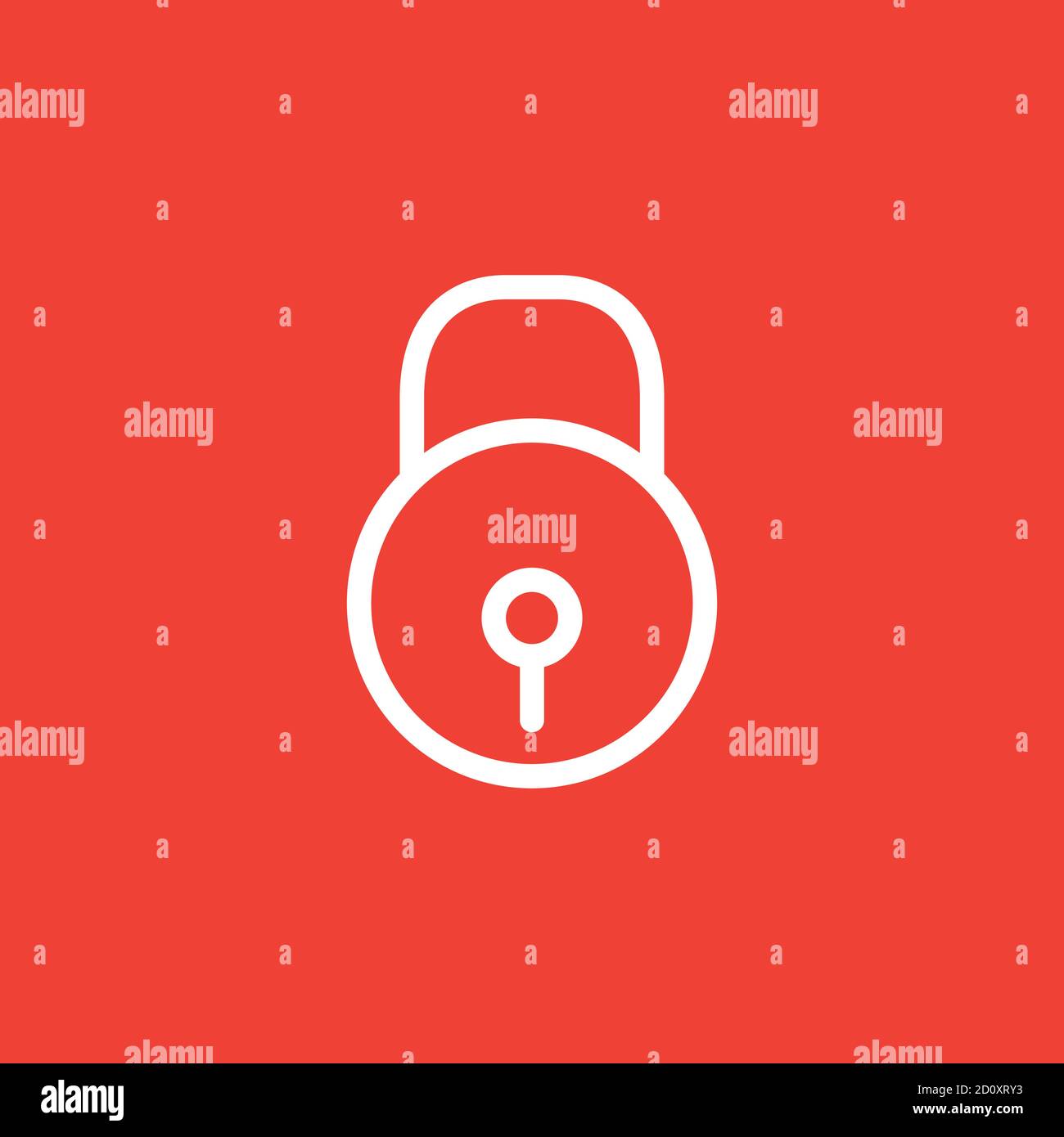 Lock Line Icon On Red Background. Red Flat Style Vector Illustration ...