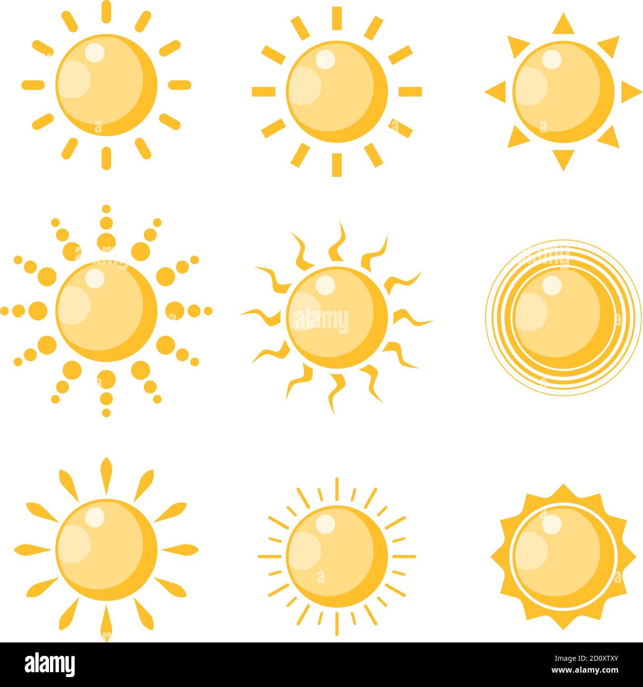 Vector set of sun icons Stock Vector Image & Art - Alamy