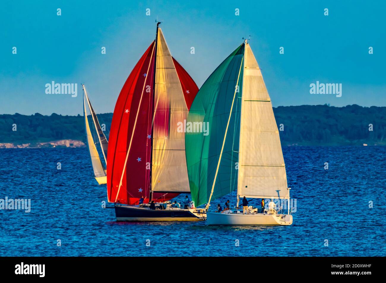 Colorful Sailboats Spinnakers Racing Padanaram Harbor Buzzards Bay ...