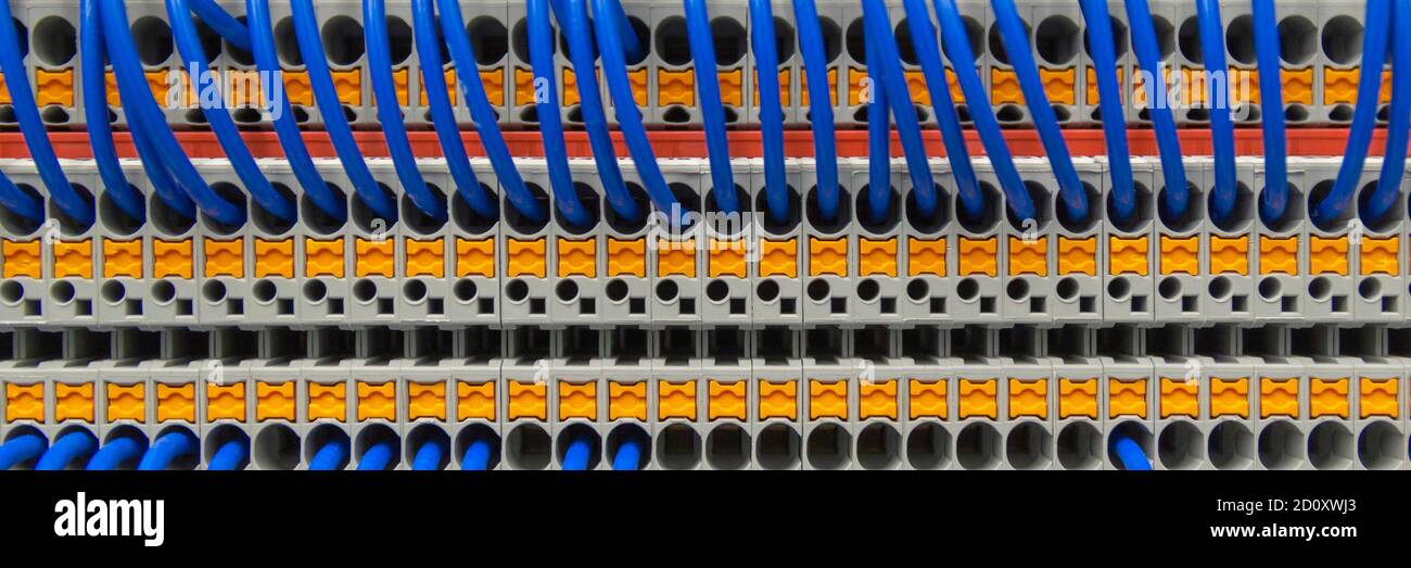 Terminal of control . Control panel assembly with wire and terminal box ...