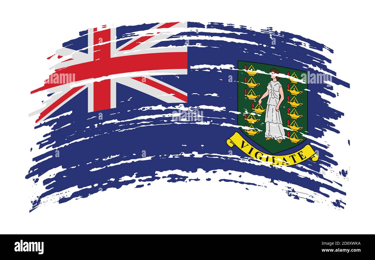 British Virgin Islands flag in grunge brush stroke, vector Stock Vector ...