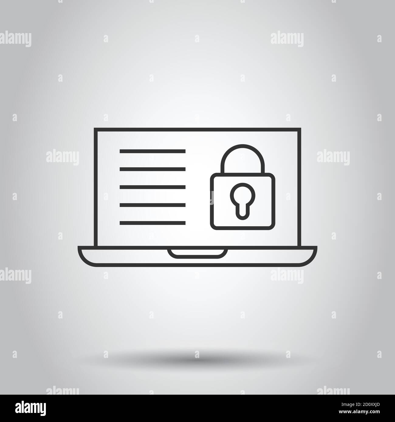Locker computer icon in flat style. Padlock laptop vector illustration ...