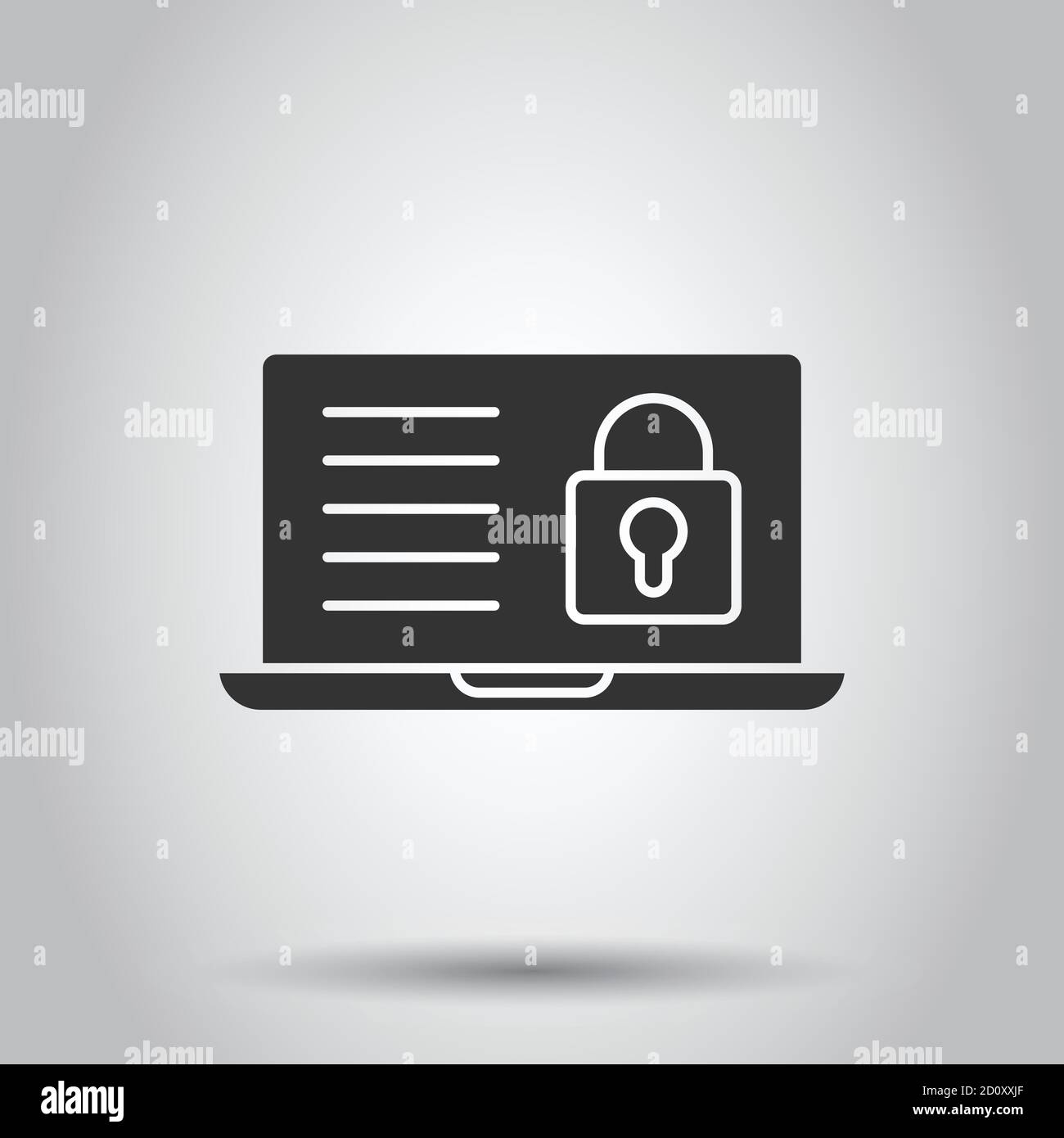 Locker computer icon in flat style. Padlock laptop vector illustration ...