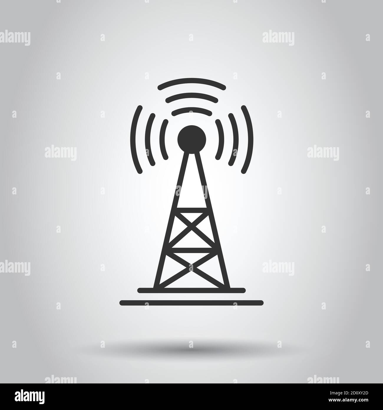 Antenna tower icon in flat style. Broadcasting vector illustration on ...