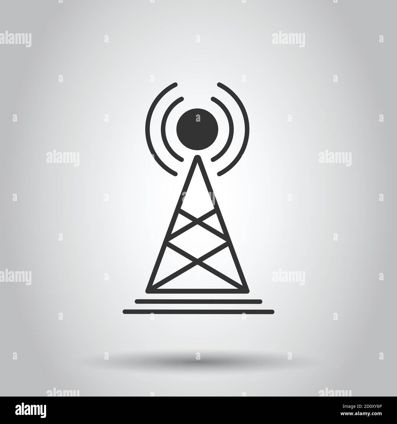 Antenna tower icon in flat style. Broadcasting vector illustration on ...