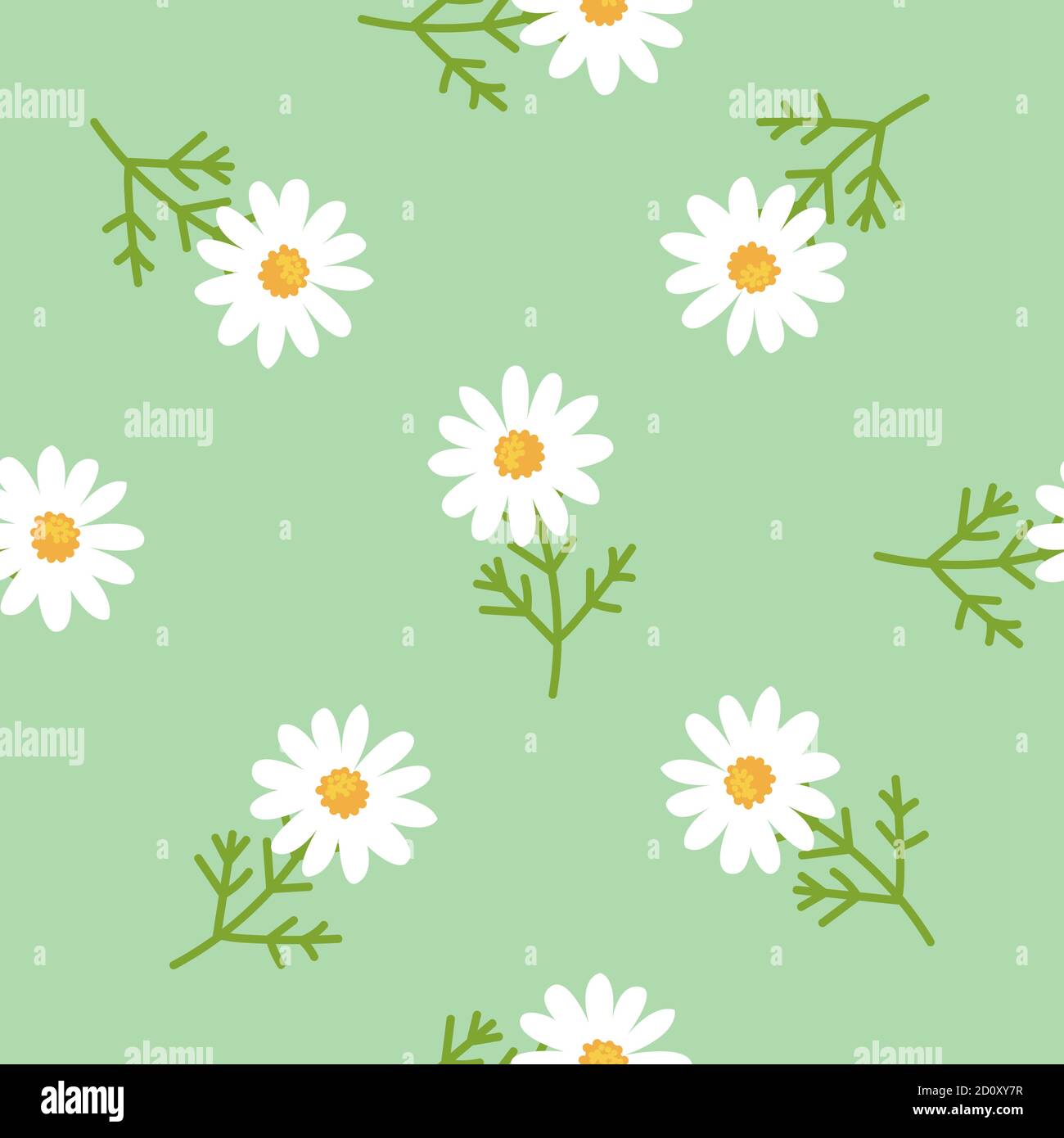 Daisy flower seamless pattern on green background Stock Vector Image & Art - Alamy