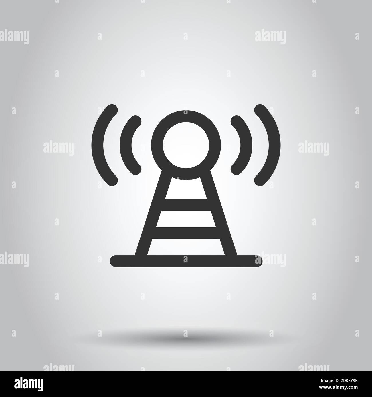 Antenna tower icon in flat style. Broadcasting vector illustration on ...