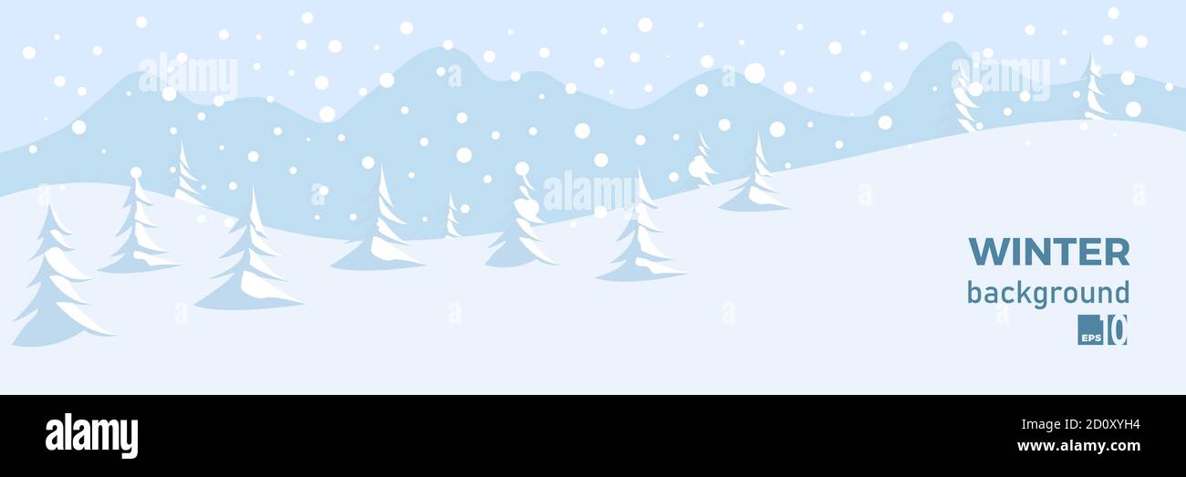 winter snow landscape background with fir trees. Illustration for ...