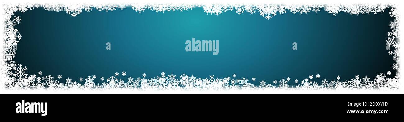 Vector Winter Header on blue background. A cold Christmas with snowfall ...