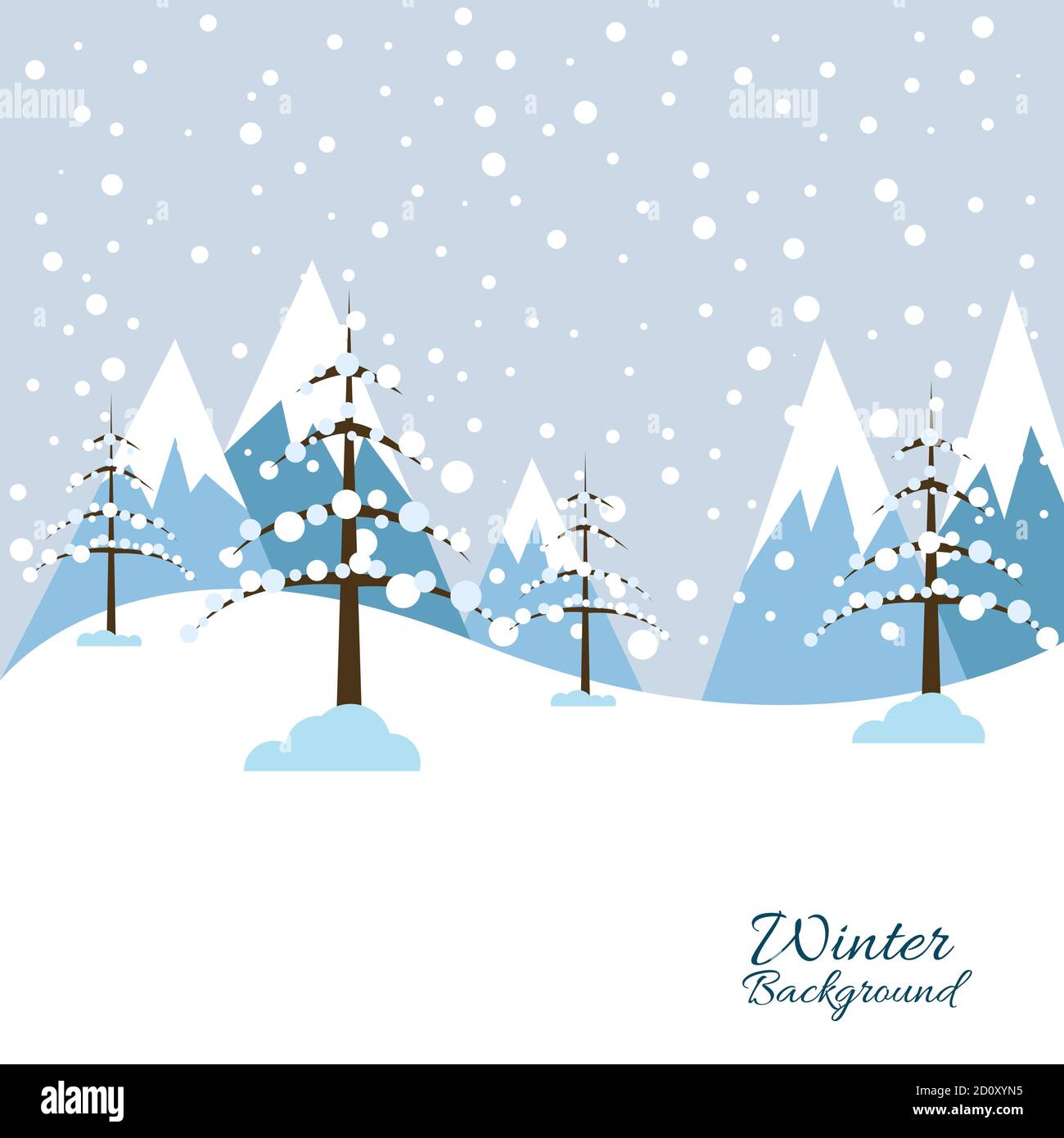 winter snow landscape background with fir trees. Illustration for ...
