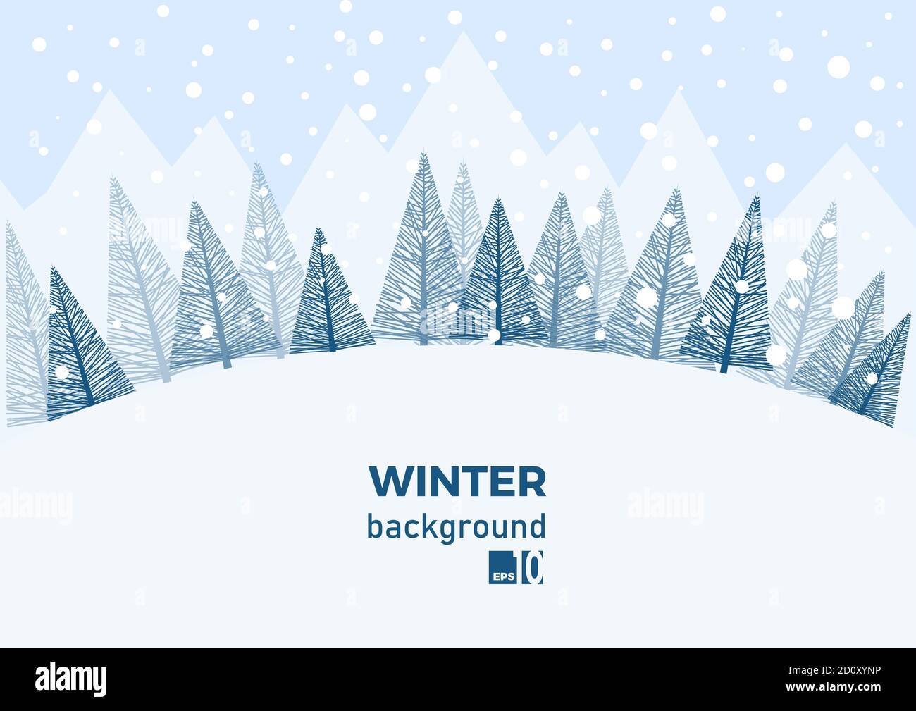 winter snow landscape background with fir trees. Illustration for ...