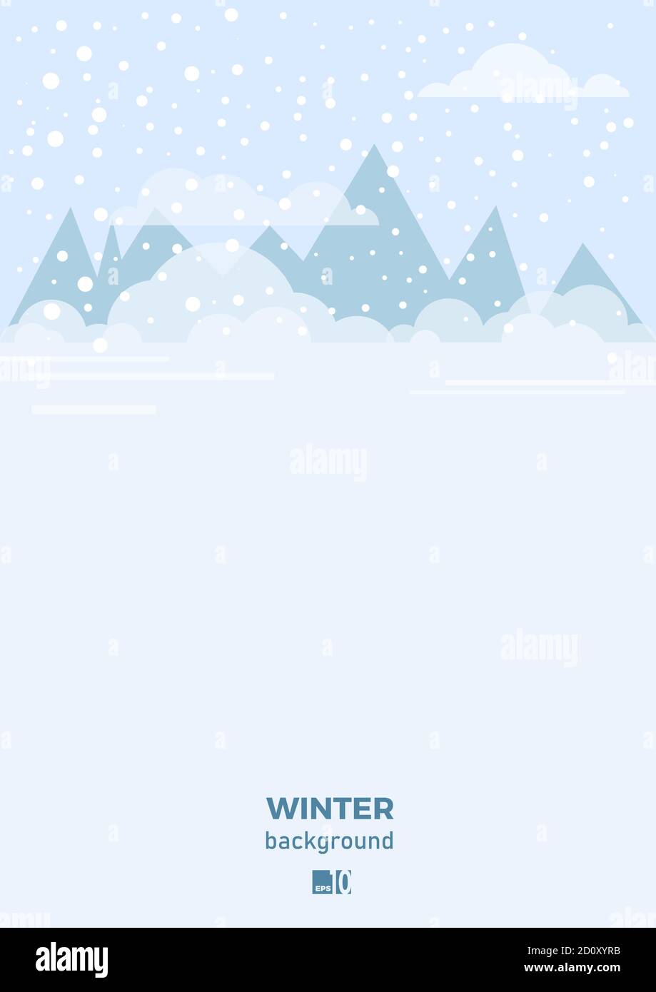 winter snow landscape banner background with mountains and clouds ...