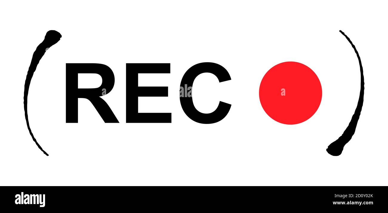 Recording sign button, red app panel, rec, vector symbol isolated on ...