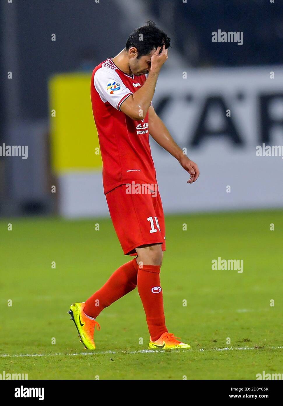 Doha, Capital of Qatar. 3rd Oct, 2020. Ehsan Pahlavan of Persepolis FC leaves the pitch after ...