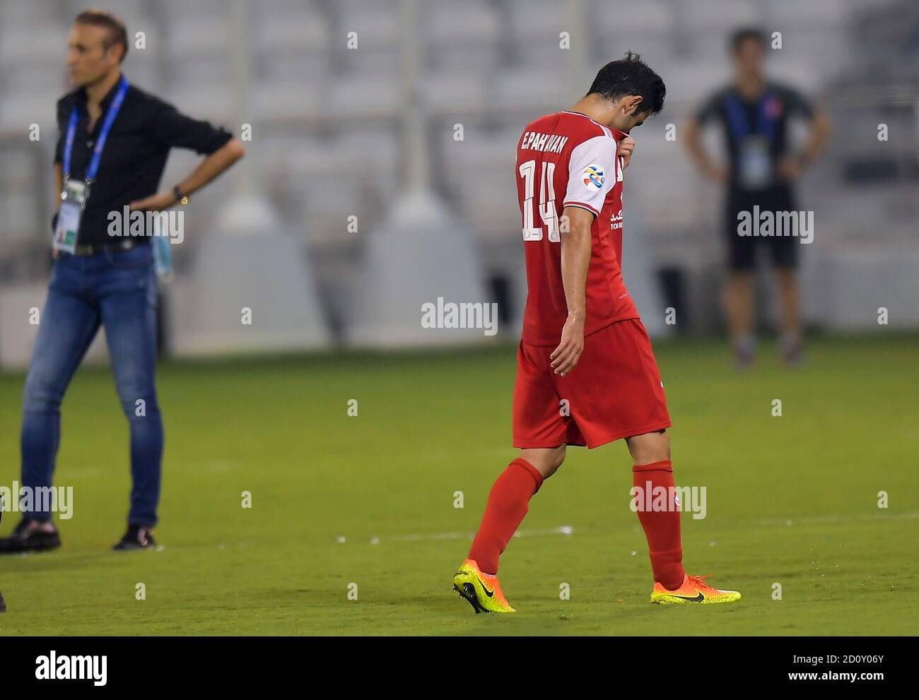 Doha, Capital of Qatar. 3rd Oct, 2020. Ehsan Pahlavan of Persepolis FC leaves the pitch after ...