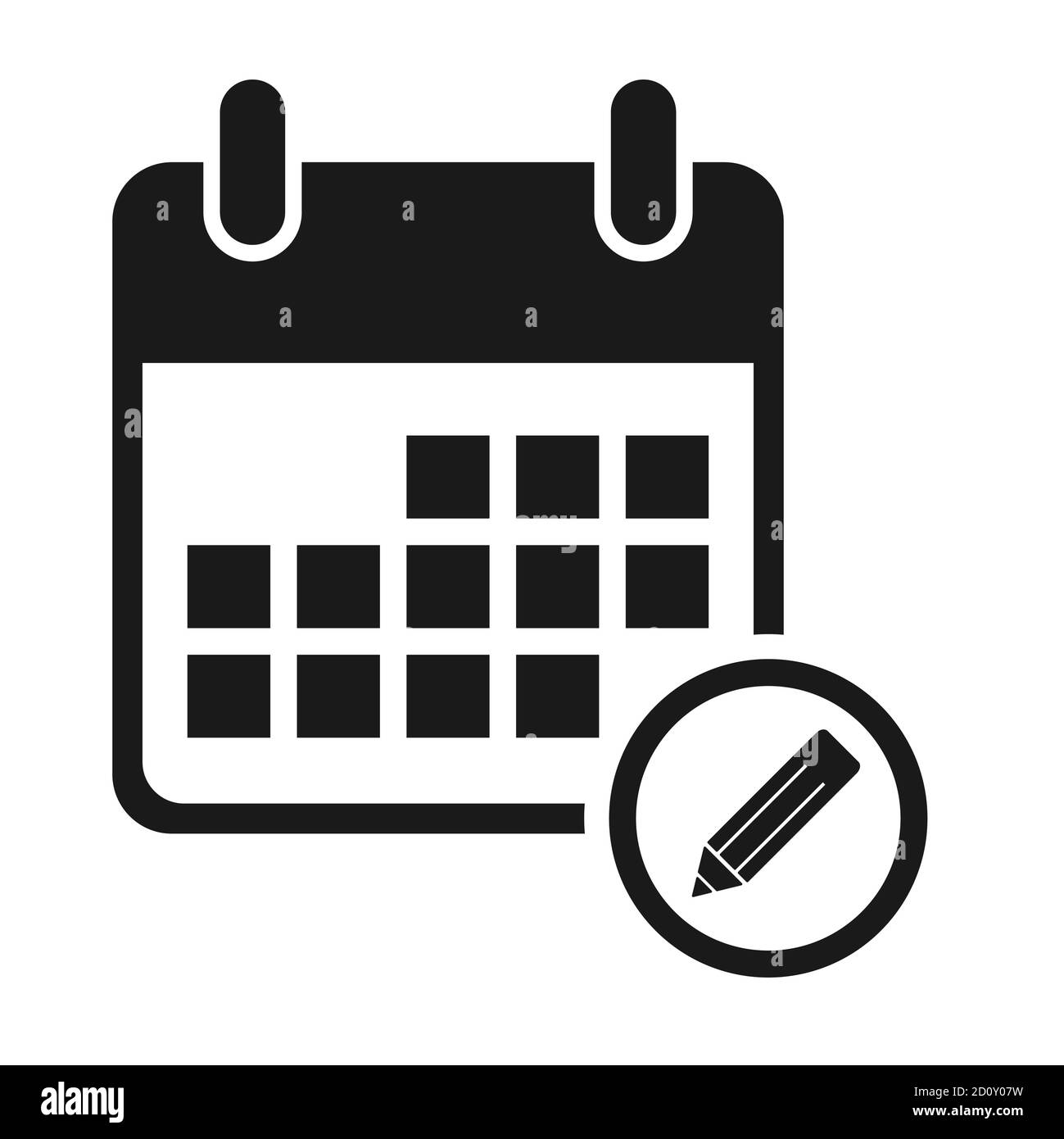 Calendar icon pen, date event symbol isolated on white background ...