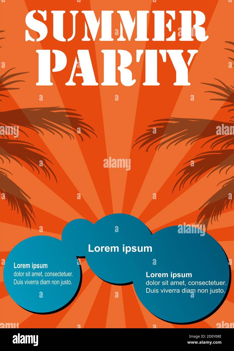 Vector Summer Beach Party Flyer Design With Typographic Elements On