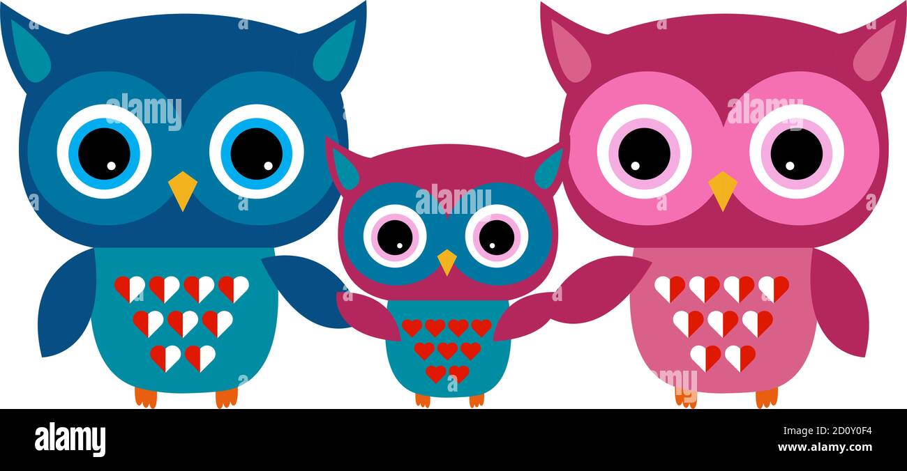 Cute Owl Vector Family Character with Heart Stock Vector Image & Art ...