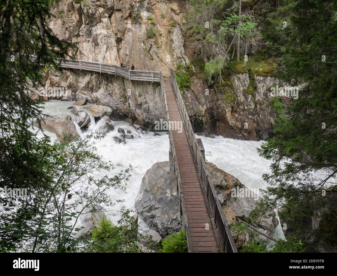 View of Weller Bridge over the Oetztaler Ache River, Oetz, Tyrol ...