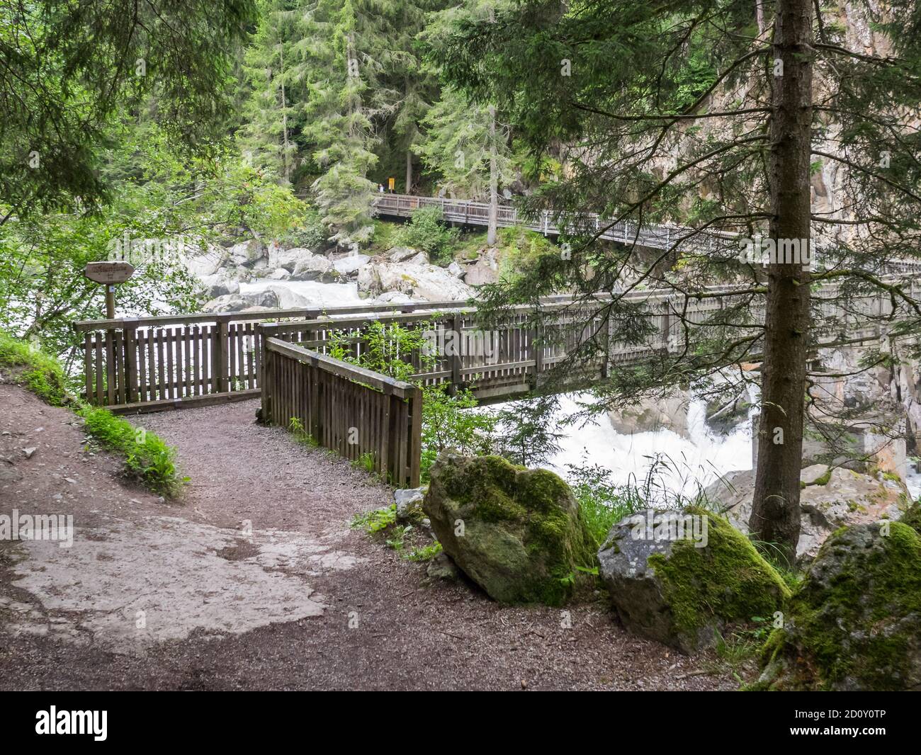 View of Weller Bridge over the Oetztaler Ache River, Oetz, Tyrol ...