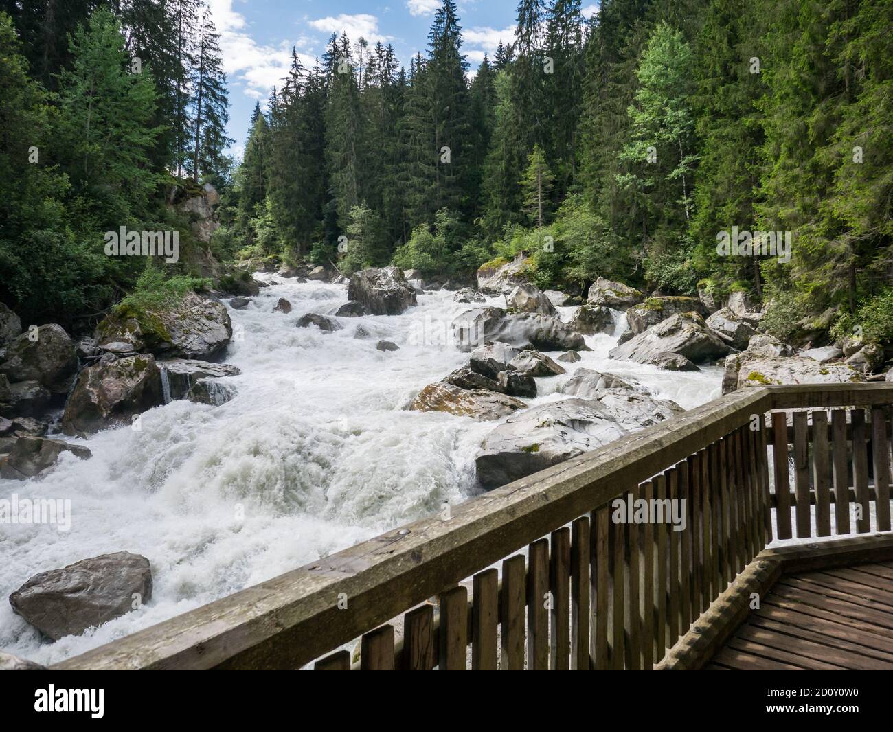 View of Weller Bridge over the Oetztaler Ache River, Oetz, Tyrol ...